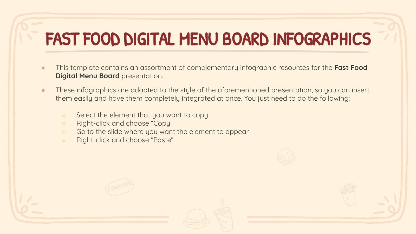 Menú digital de comida rápida - infografías