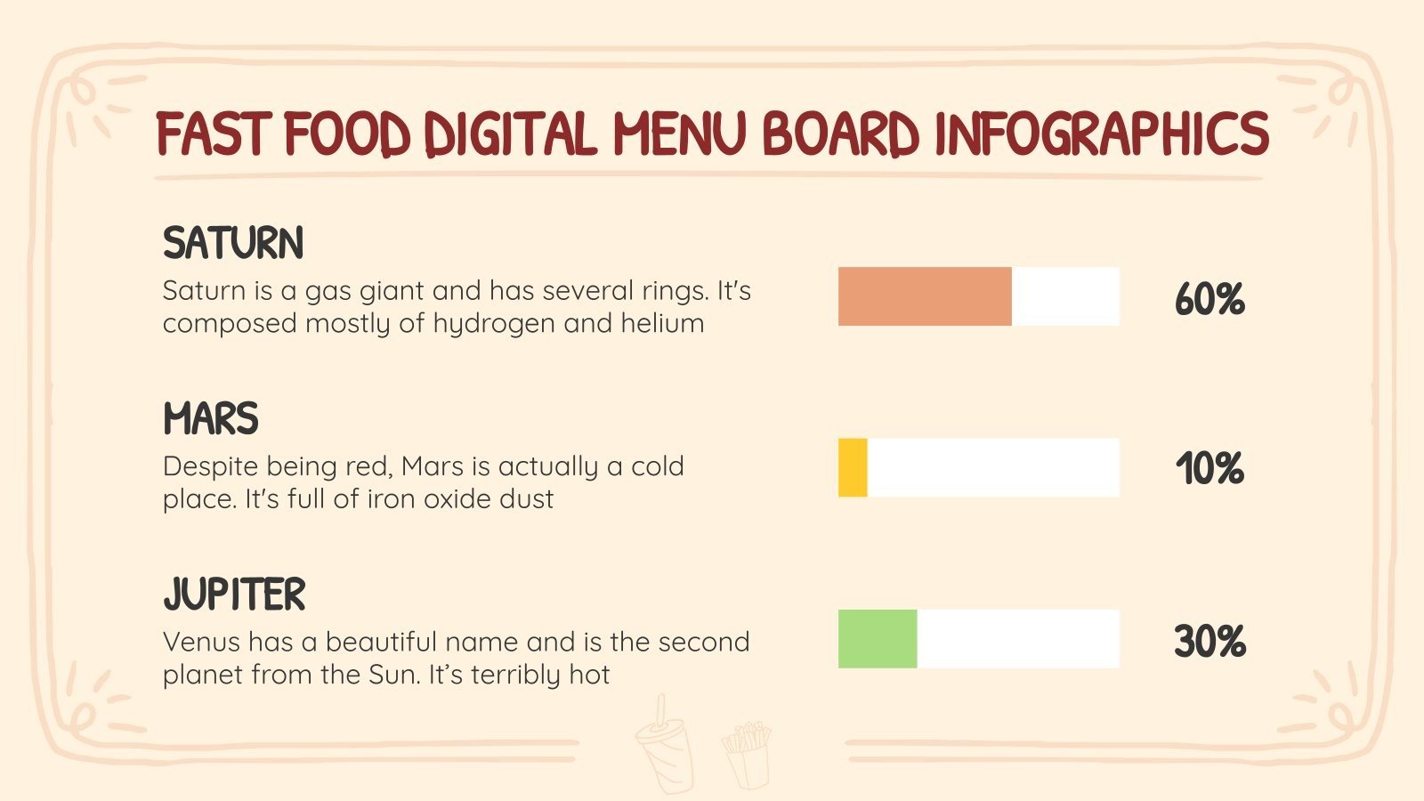 Menú digital de comida rápida - infografías