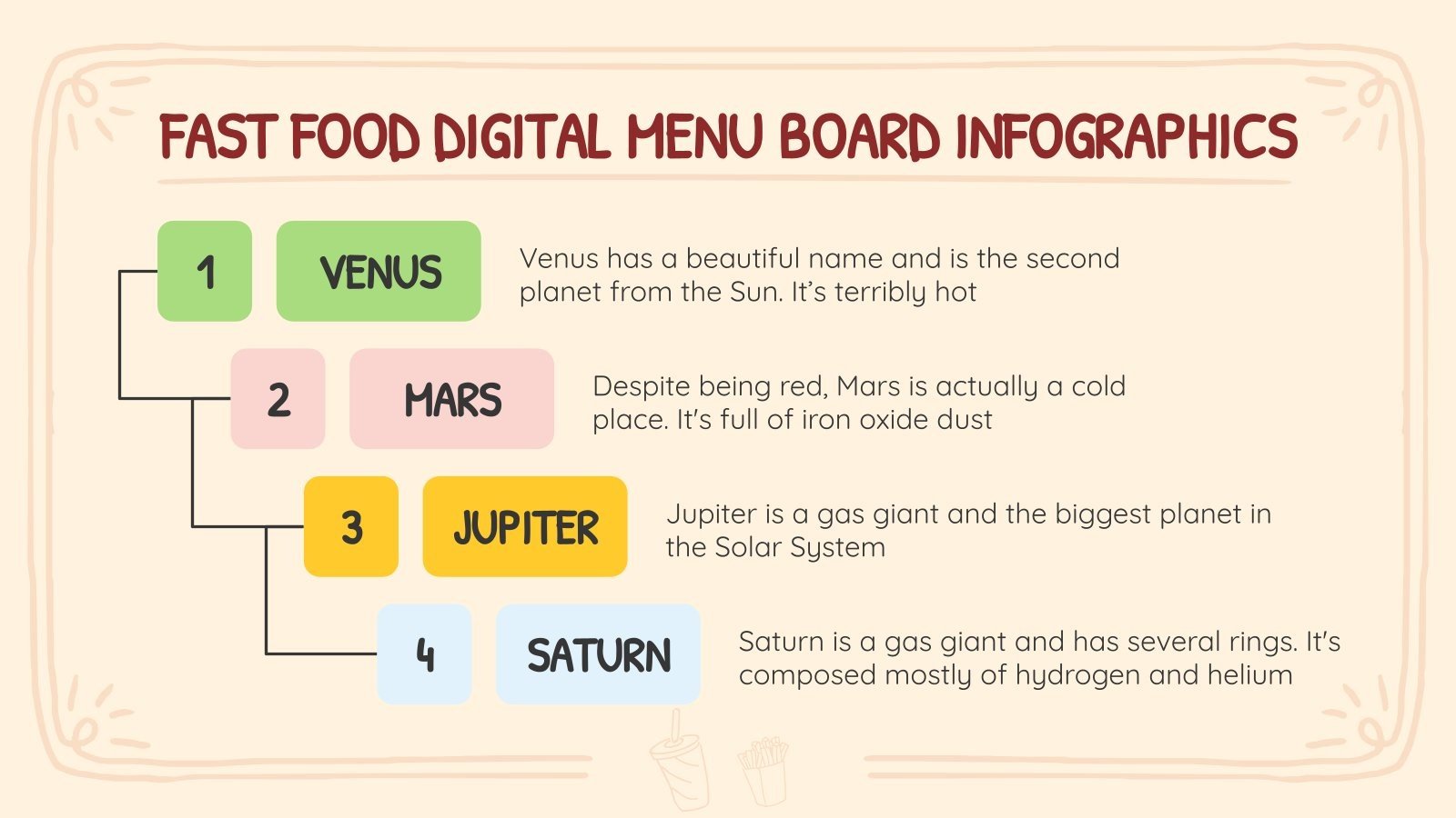 Menú digital de comida rápida - infografías