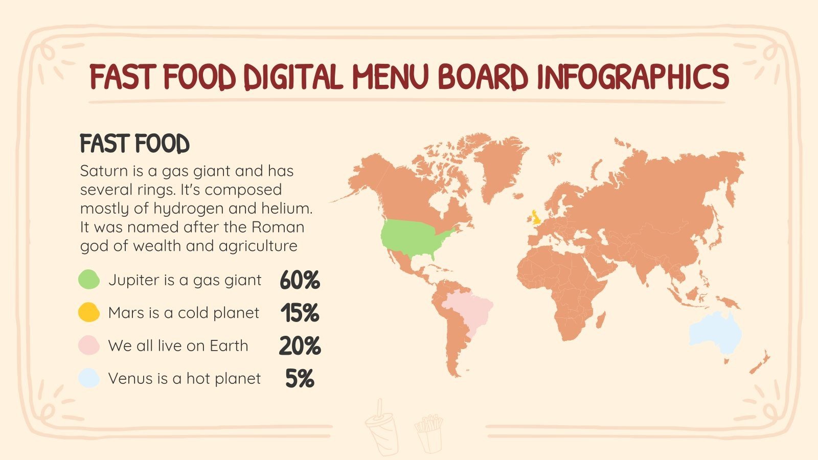 Menú digital de comida rápida - infografías