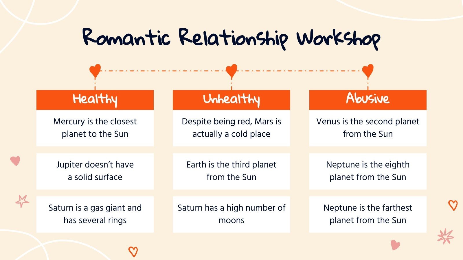 Romantic Relationship Workshop Infographics