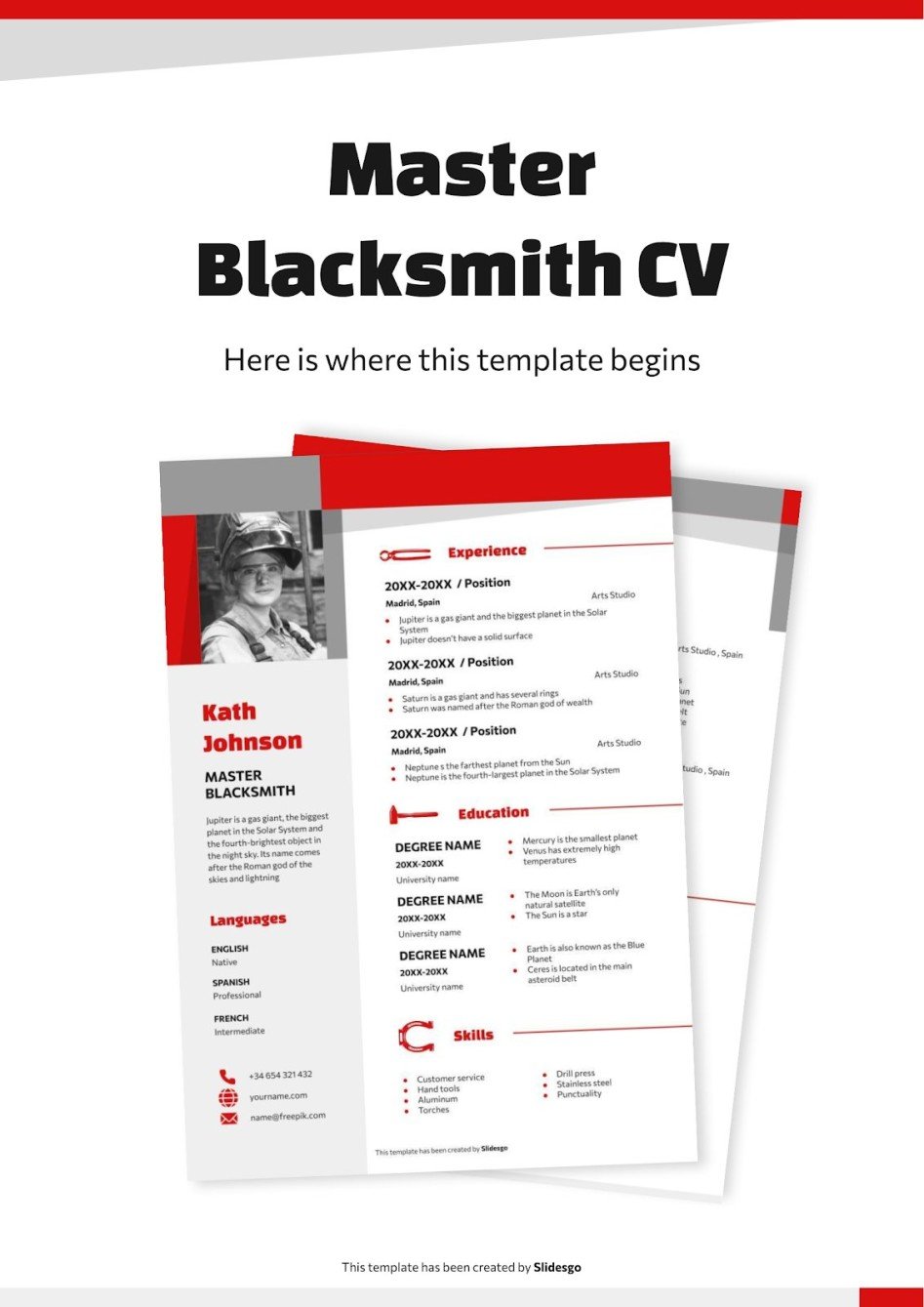 Master Blacksmith CV | Google Slides & PowerPoint