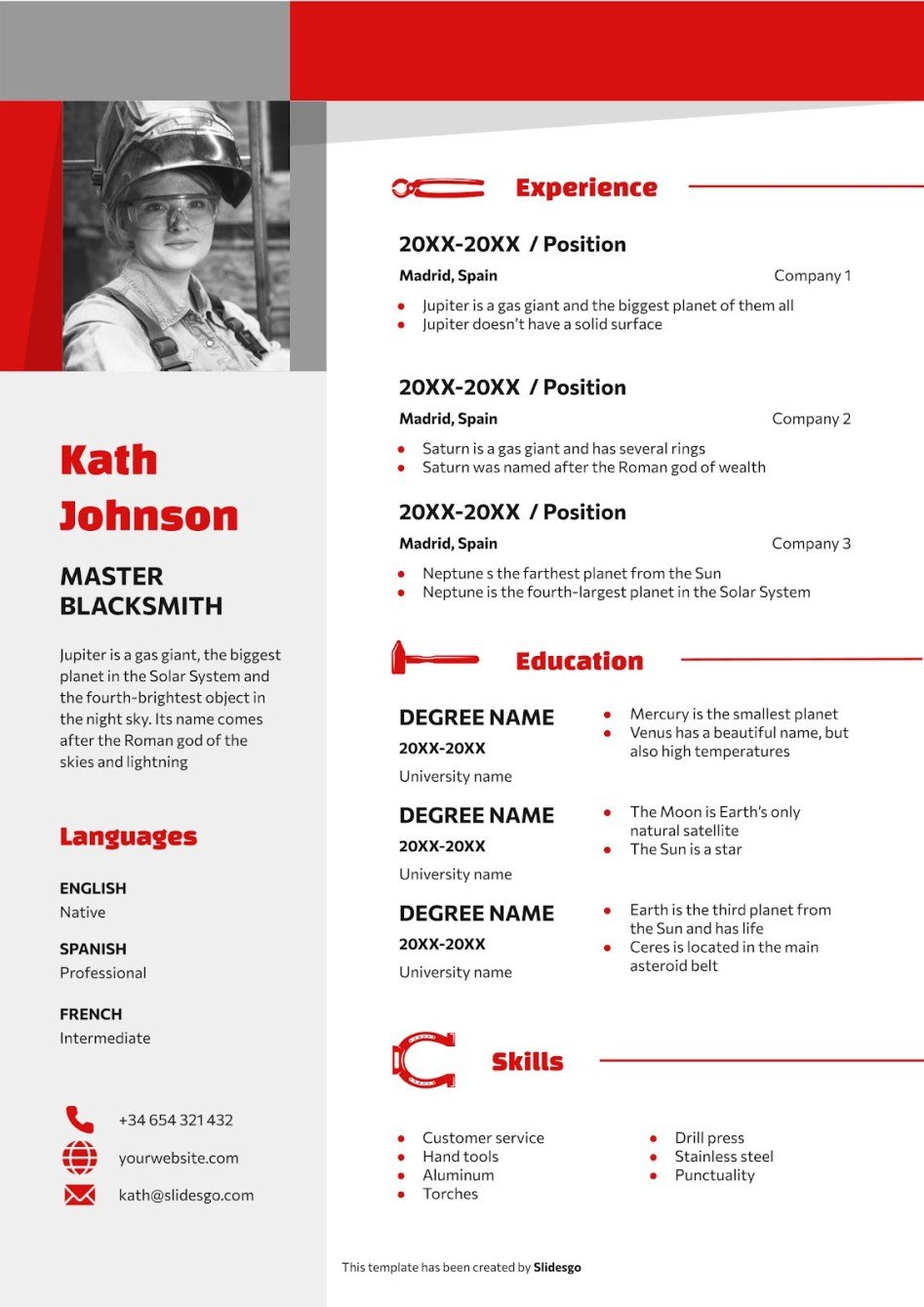 Master Blacksmith CV | Google Slides & PowerPoint