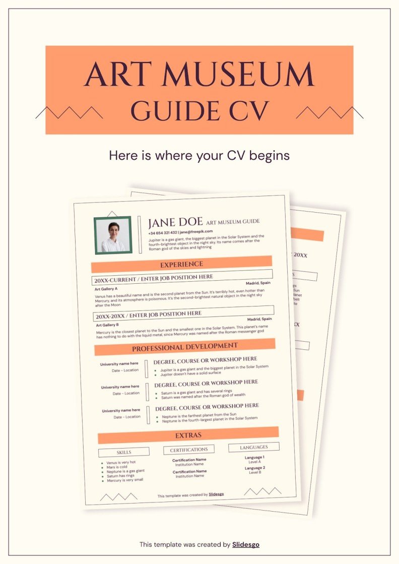 Art Museum Guide CV | Google Slides & PowerPoint