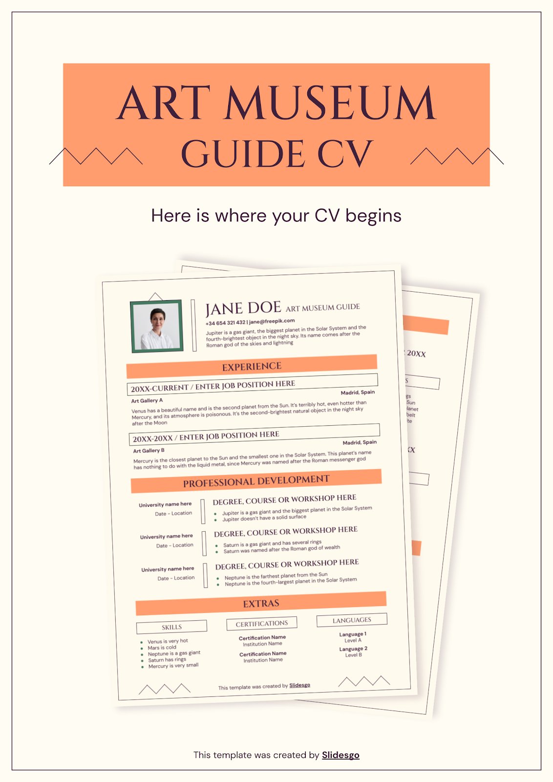 Art Museum Guide CV | Google Slides & PowerPoint