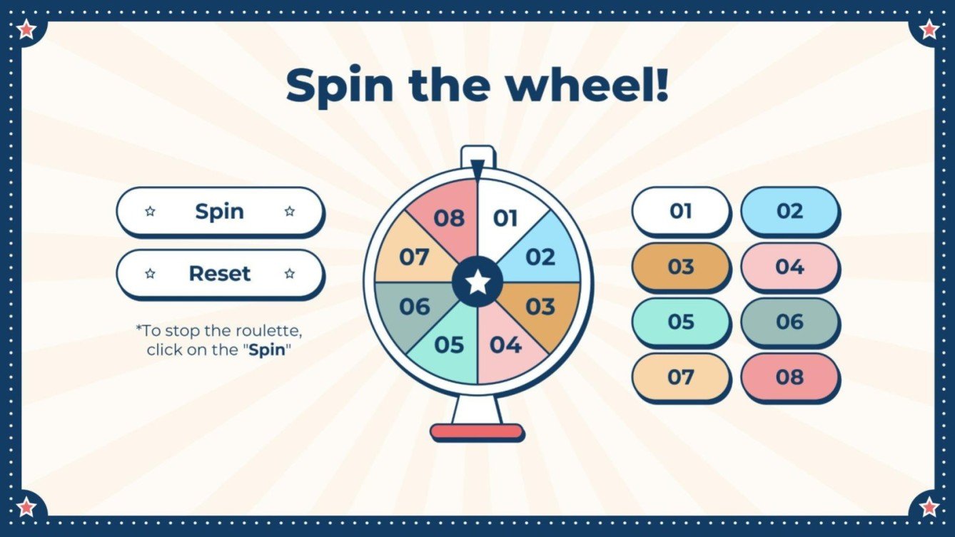 Ruleta interactiva para clase | Google Slides y PowerPoint