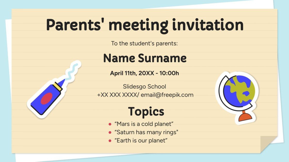 Parents' Meeting Invitation Newsletter | Google Slides & PPT