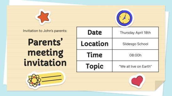 Parents' Meeting Invitation Newsletter | Google Slides & PPT
