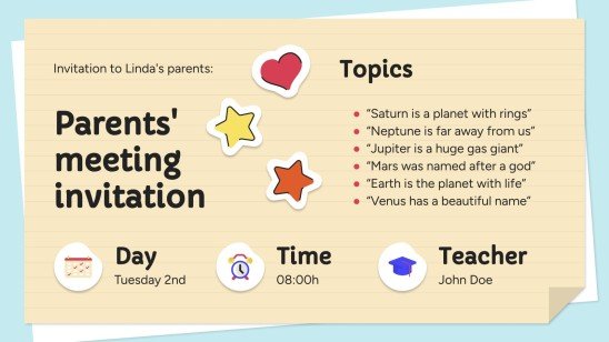 Parents' Meeting Invitation Newsletter | Google Slides & PPT