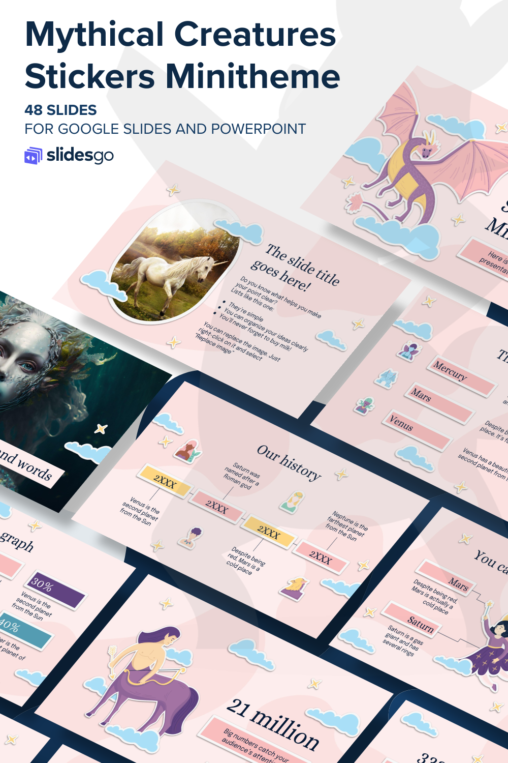 Mythical Creatures Stickers Minitheme | Google Slides & PPT