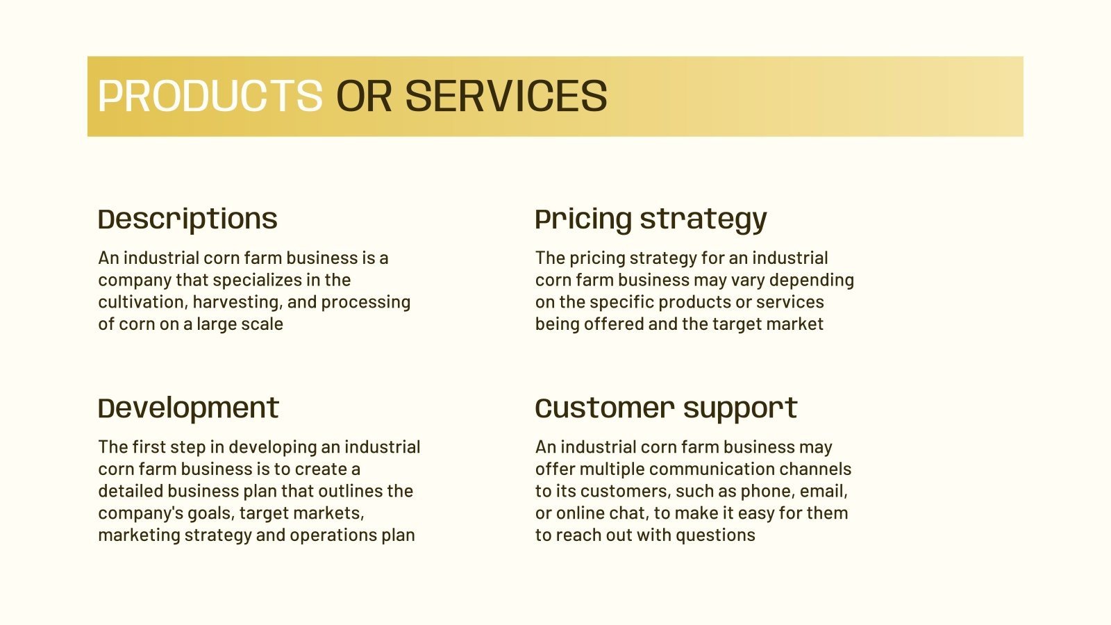 Industrial Corn Farm Business Plan | Google Slides & PPT