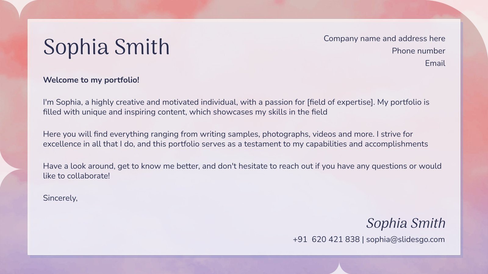 Watercolor Sunset Sky Portfolio | Google Slides & PPT