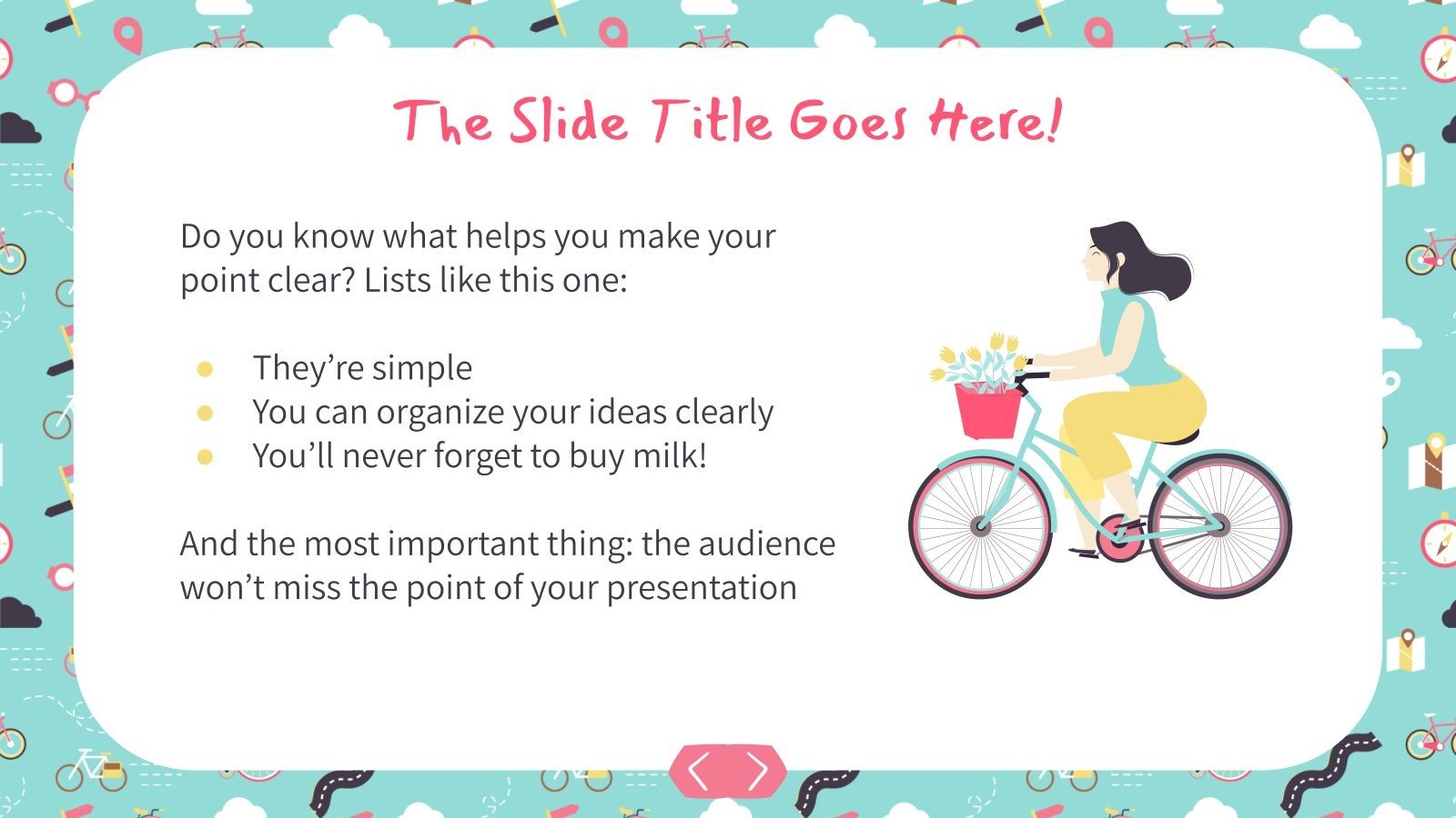Bicycle Pattern Google Slides Theme and PowerPoint Template