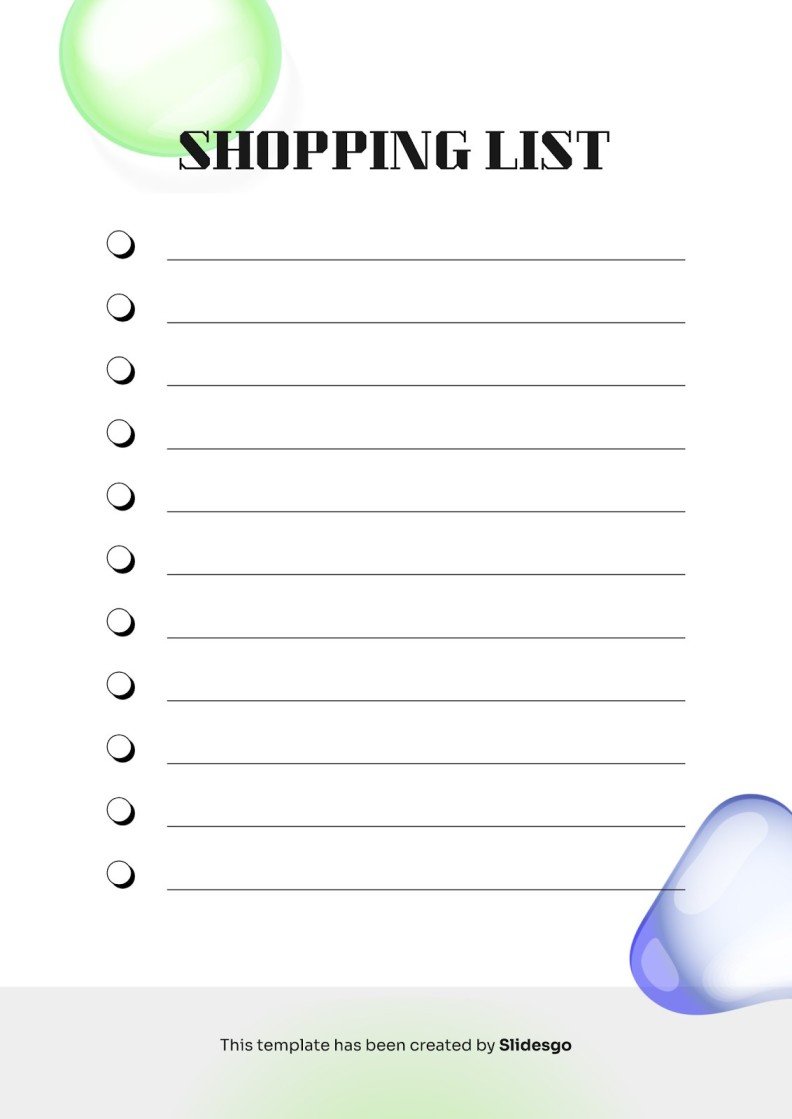 Printable Basic Shopping List Theme | Google Slides & PPT