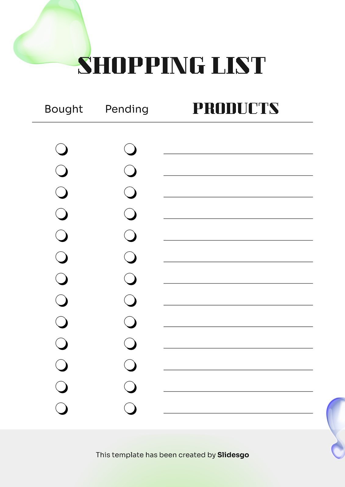Printable Basic Shopping List Theme | Google Slides & PPT