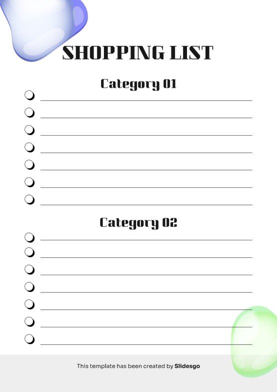 Printable Basic Shopping List Theme | Google Slides & PPT