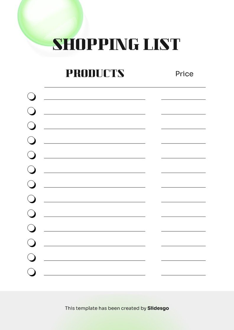 Printable Basic Shopping List Theme | Google Slides & PPT