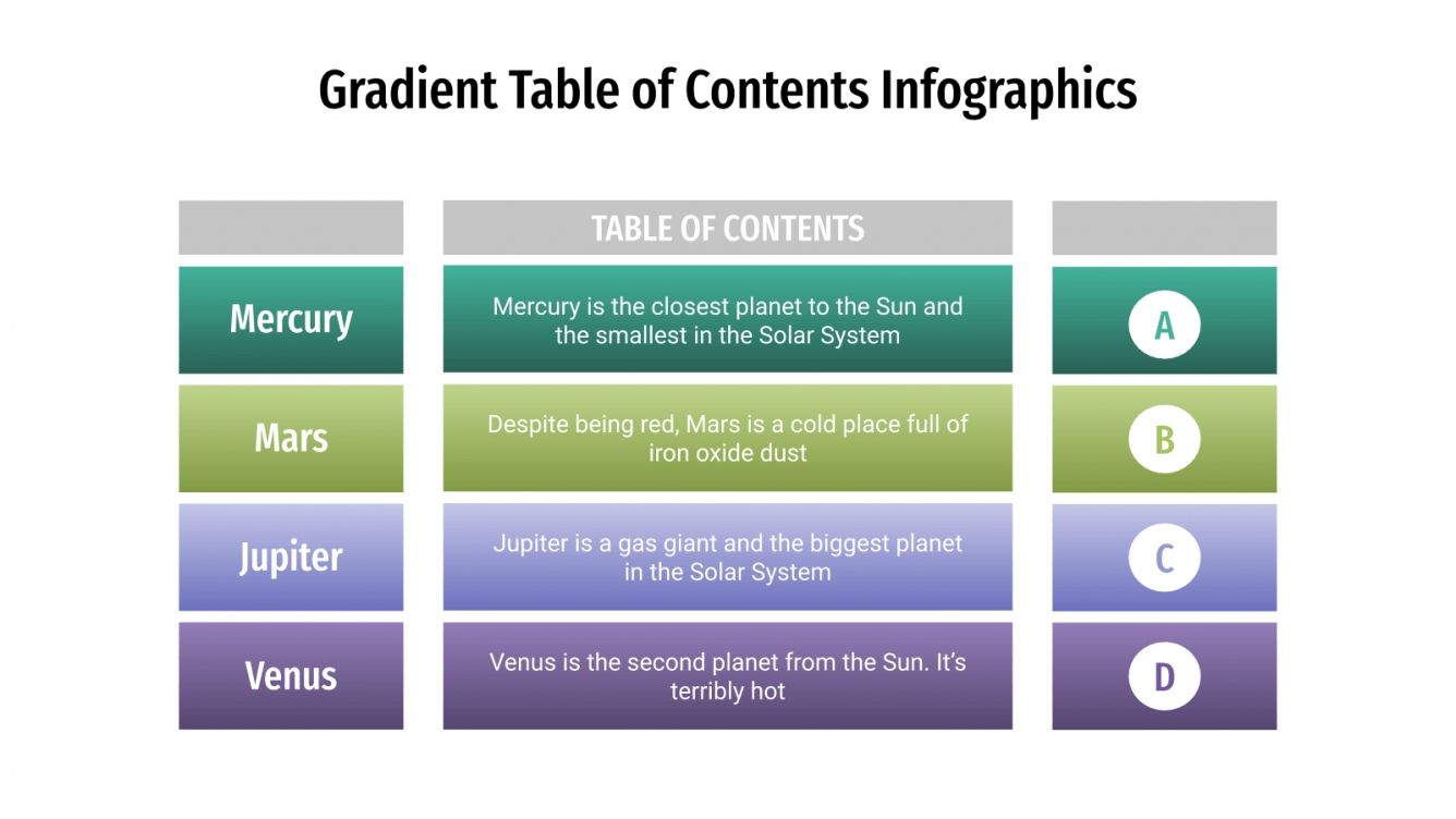 Gradient Table of Contents for Google Slides & PowerPoint