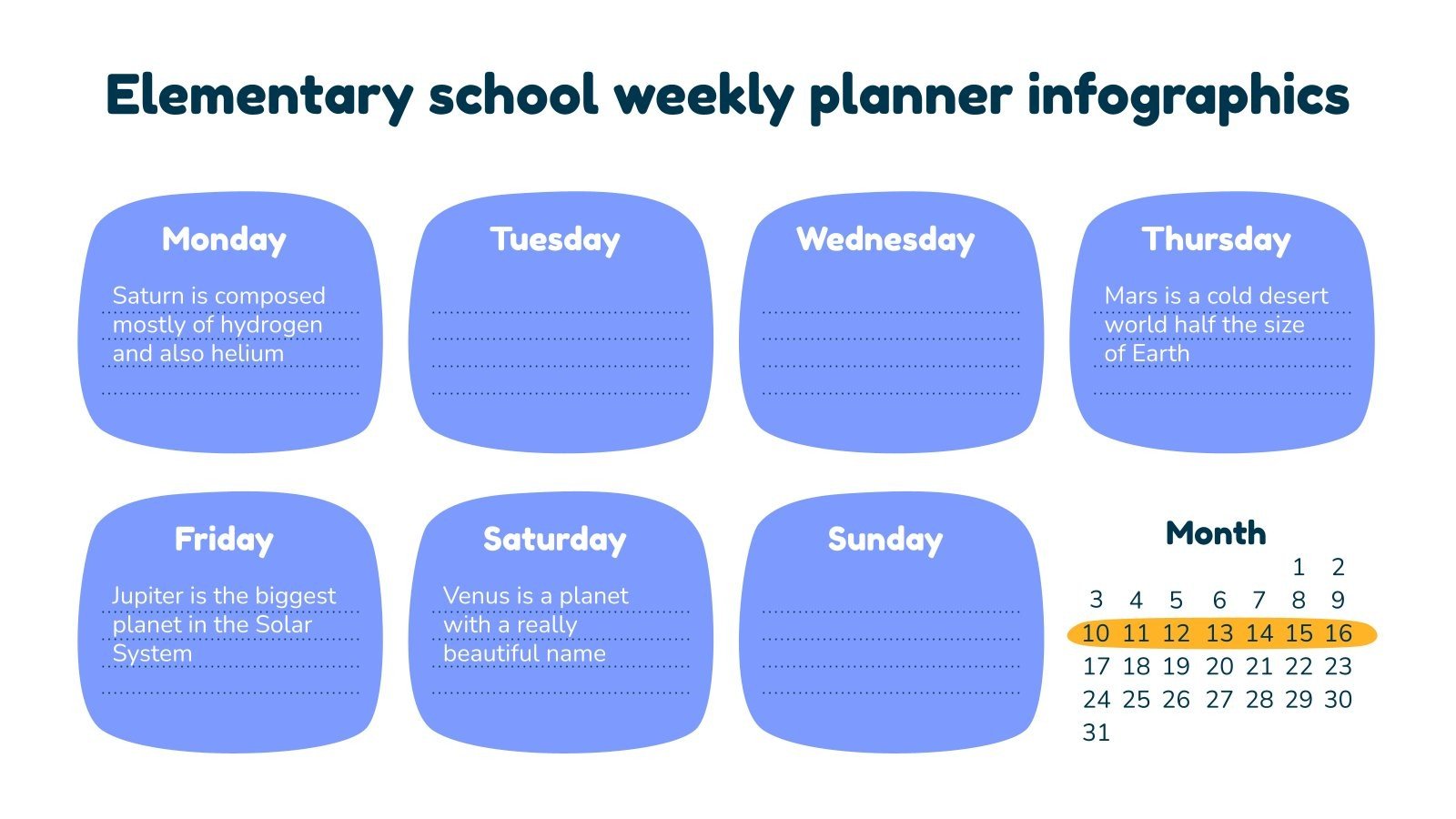 Elementary School Weekly Planner Infographics | Google Slides