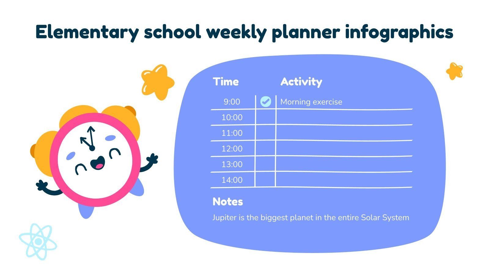 Elementary School Weekly Planner Infographics | Google Slides