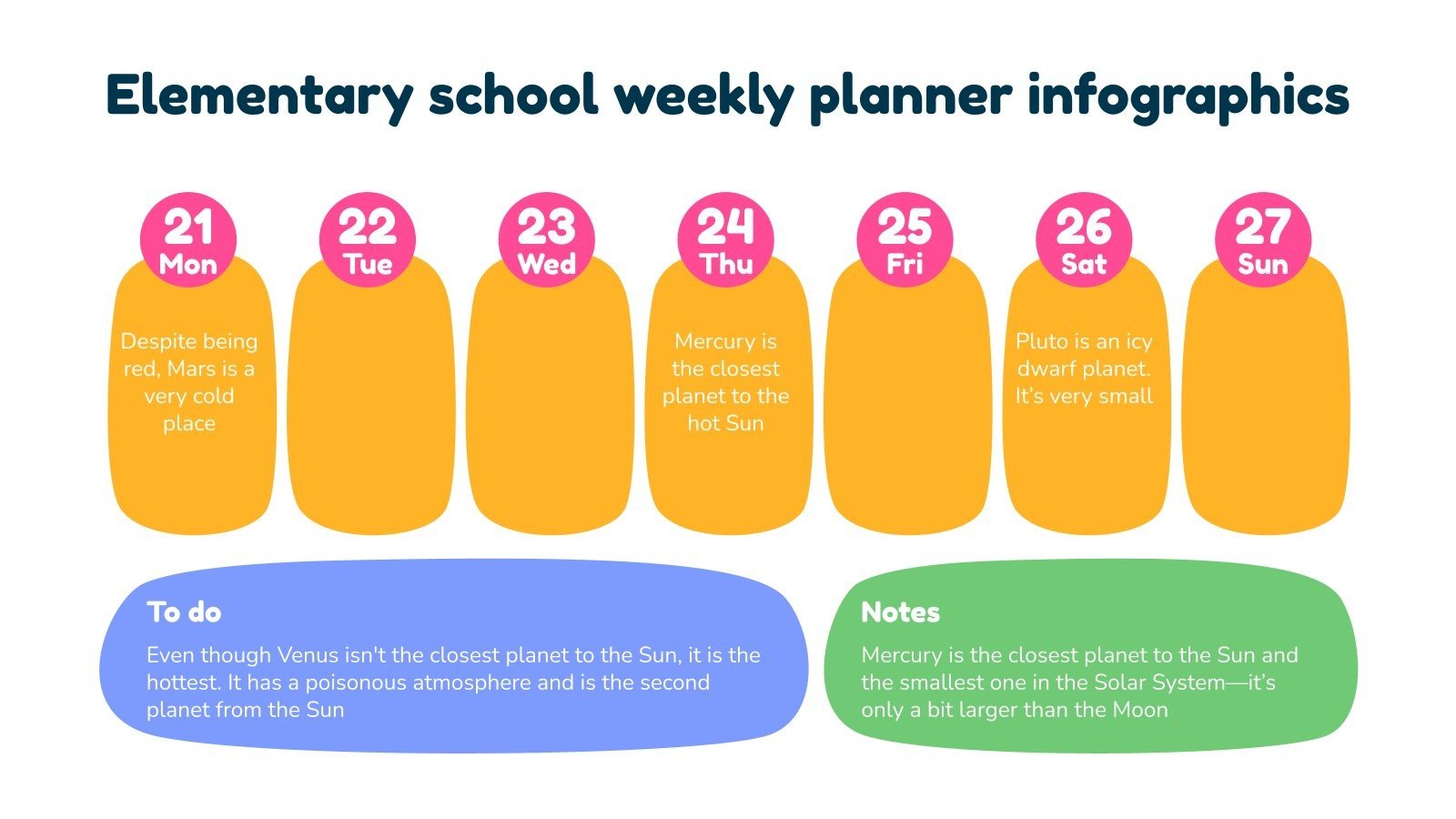 Elementary School Weekly Planner Infographics | Google Slides