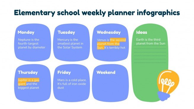 Elementary School Weekly Planner Infographics | Google Slides
