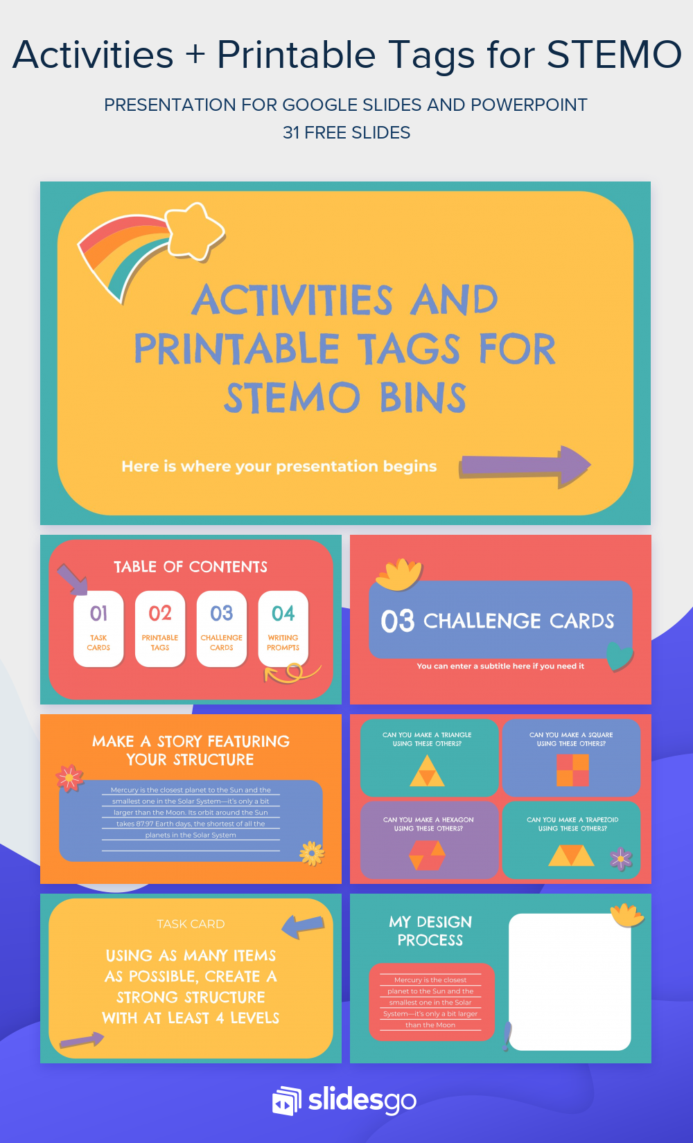 Activities and Printable Tags for STEMO Bins | Google Slides