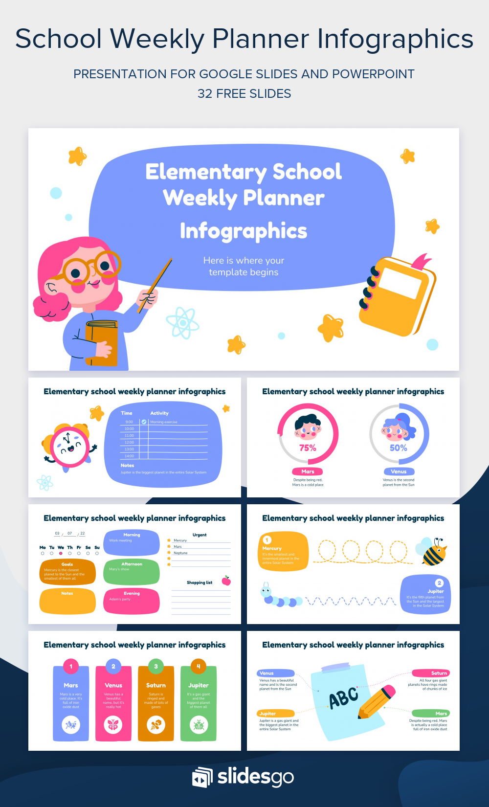 Elementary School Weekly Planner Infographics | Google Slides