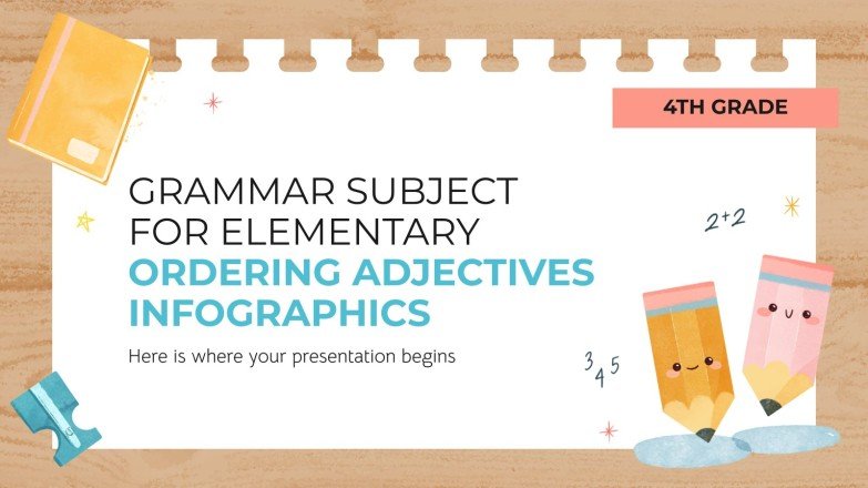 Inglés para primaria: orden de los adjetivos - Infografías