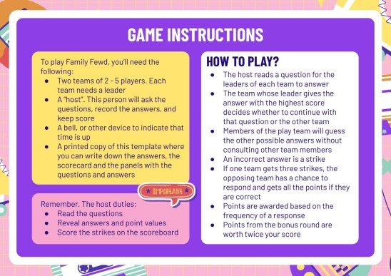 Family Fewd Printable Scoreboard | Google Slides & PPT