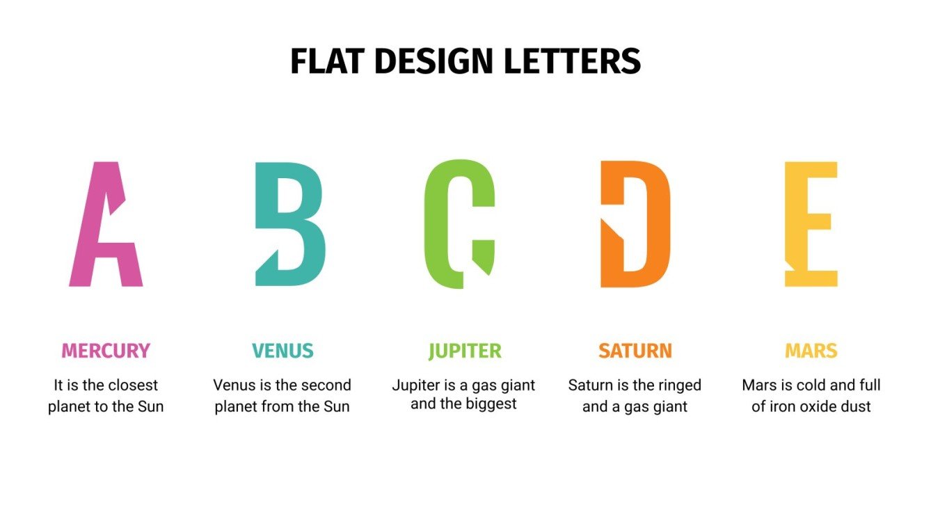 Free Flat Design Letters for Google Slides and PowerPoint