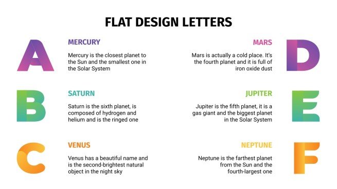 Free Flat Design Letters for Google Slides and PowerPoint