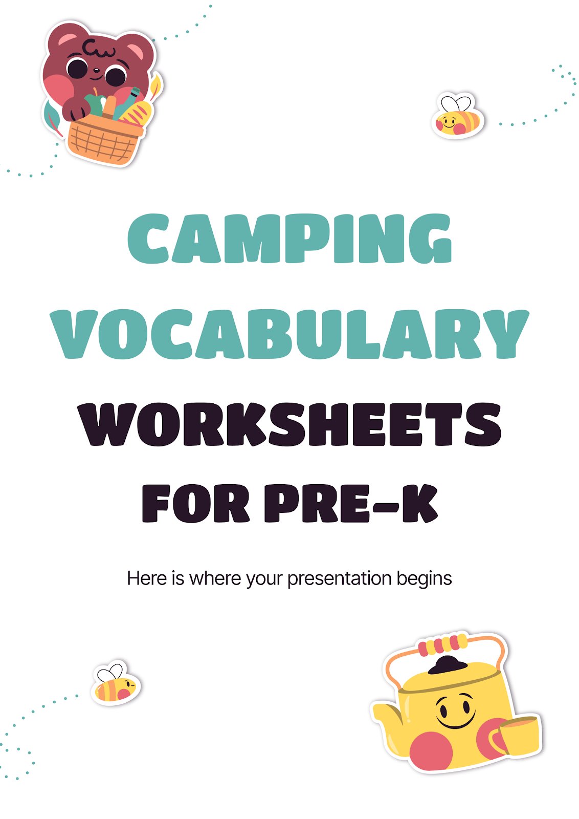 Fichas de vocabulario de acampada para preescolar