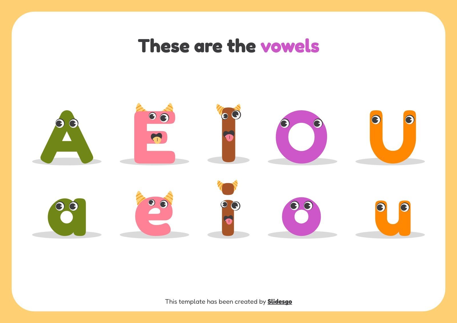 Mis primeras letras- A, E, I, O, U | Google Slides y PPT