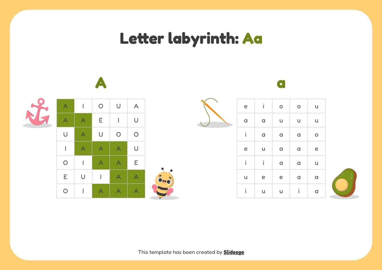Mis primeras letras- A, E, I, O, U | Google Slides y PPT