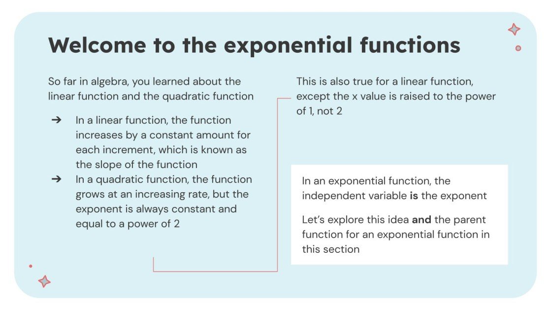 Characteristics of Exponential Functions | Google Slides