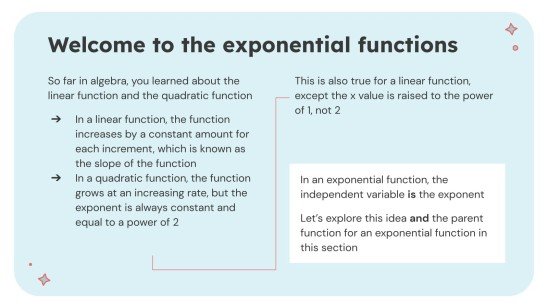 Characteristics of Exponential Functions | Google Slides