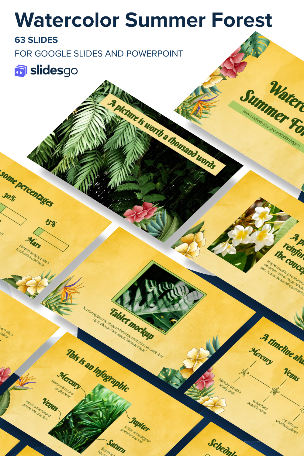 Watercolor Summer Forest | Google Slides & PowerPoint
