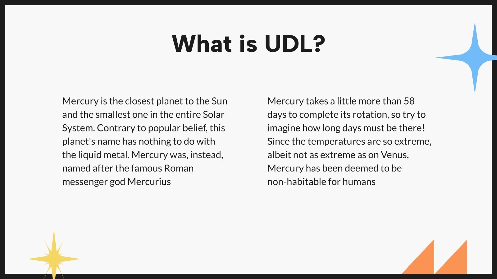Universal Design for Learning Framework | Google Slides