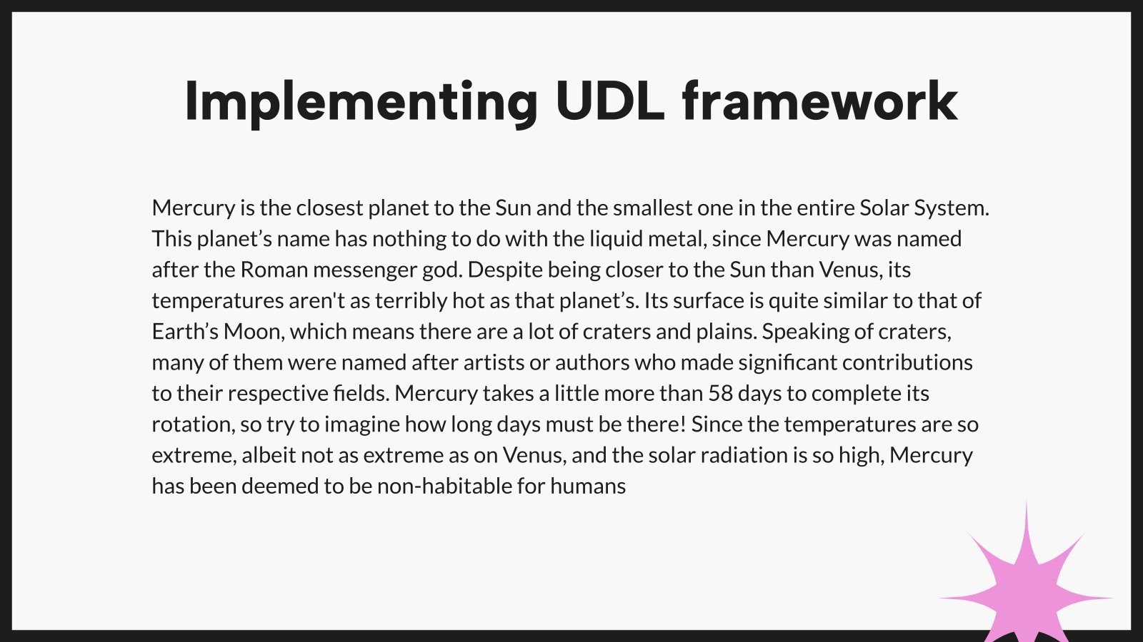 Universal Design for Learning Framework | Google Slides