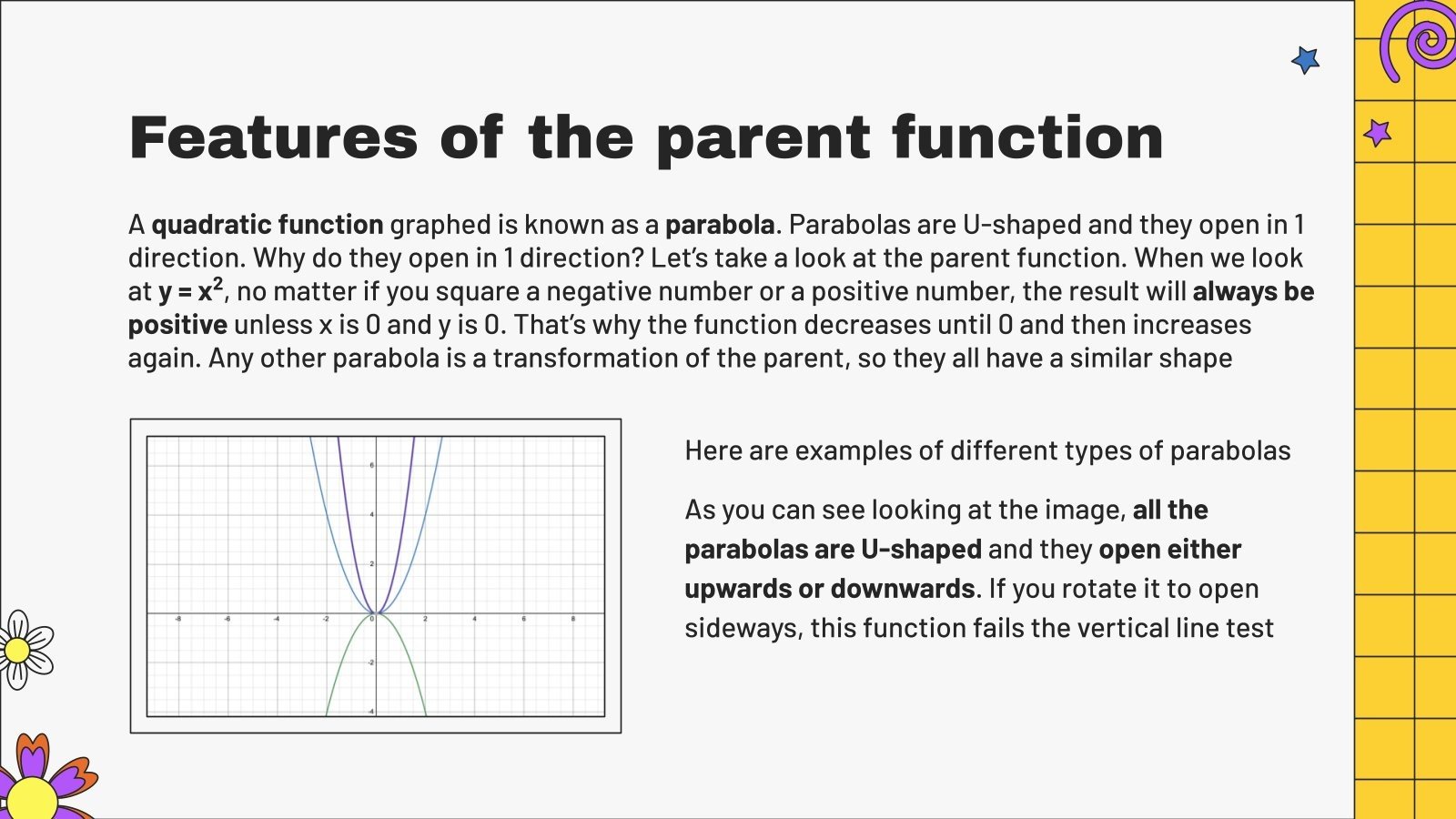 Characteristics of Quadratic Functions | Google Slides & PPT