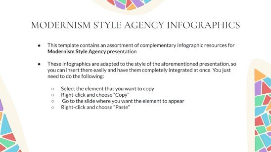 Modernism Style Agency Infographics | Google Slides & PPT