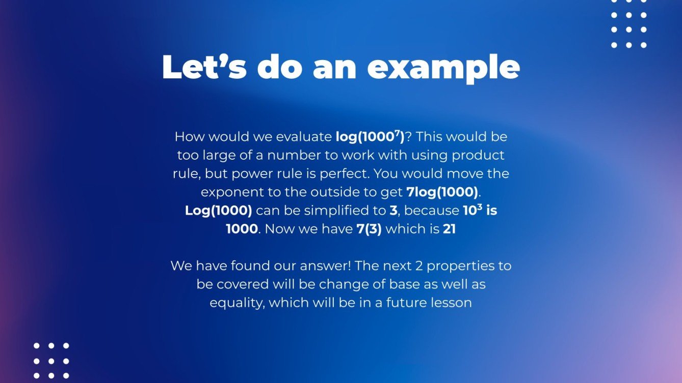 Properties of Logarithms! | Google Slides & PowerPoint