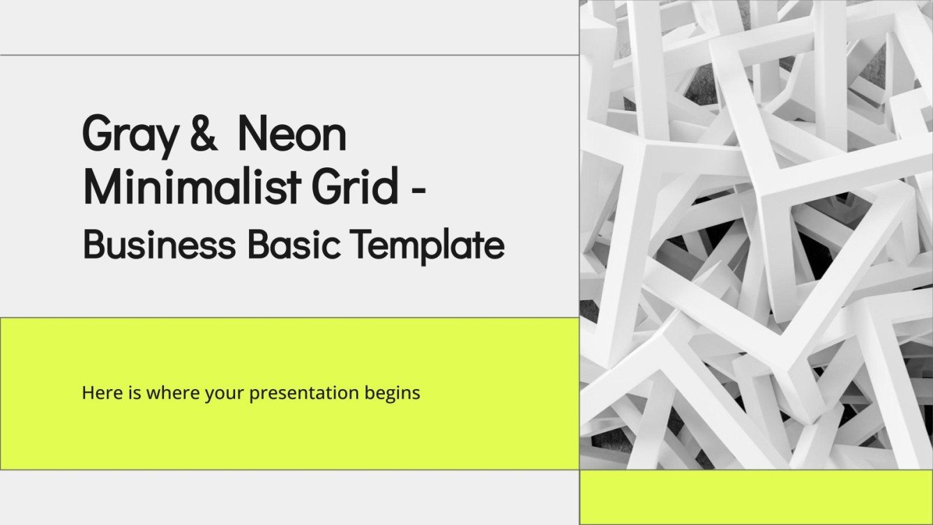 Gray & Neon Minimalist Grid - Business Basic Template