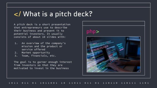 Pitch deck pour un nouveau projet de système d'exploitation