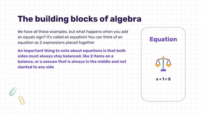 Algebra: Variables, Expressions, and Equations