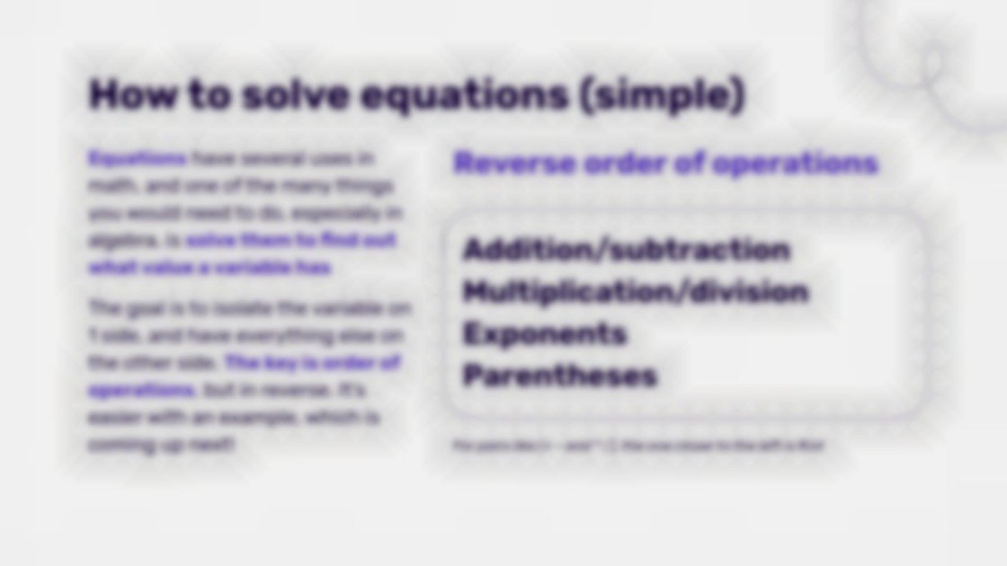 Algebra: Variables, Expressions, and Equations