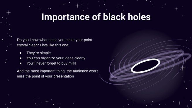 Science Subject for High School: Black Hole | Google Slides