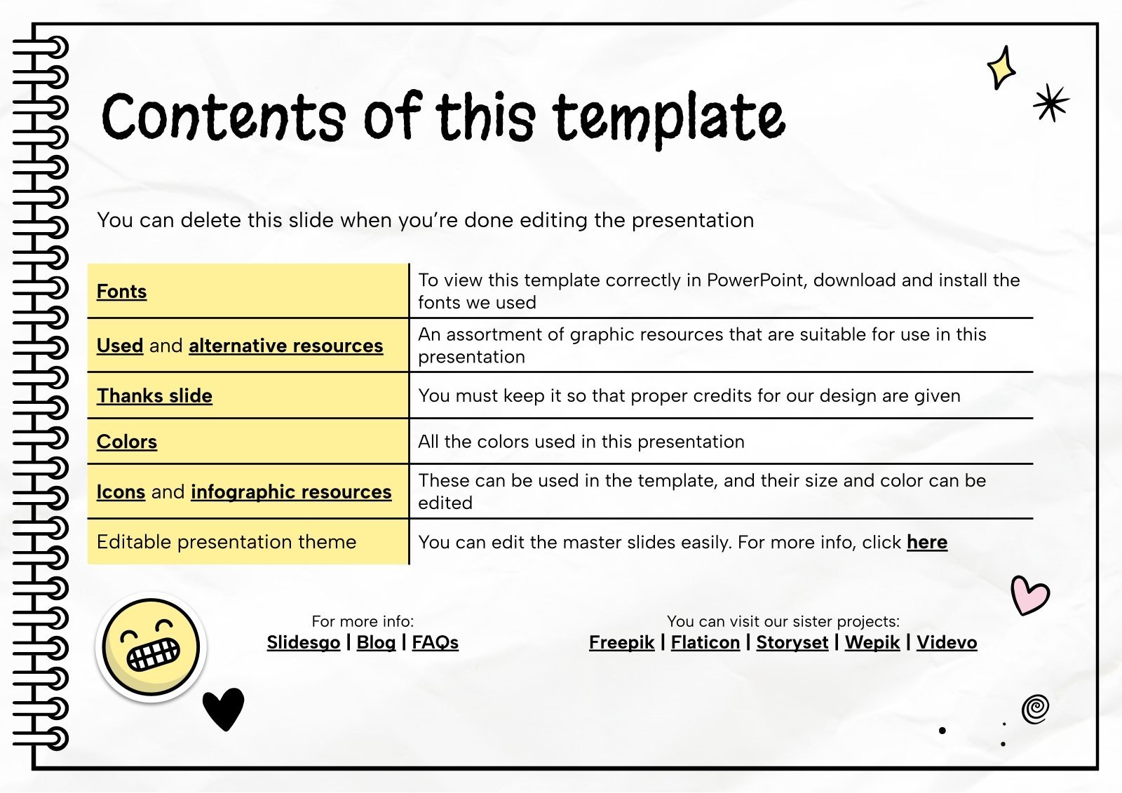 Doodle Smiley Stickers Notebook | Google Slides & PowerPoint