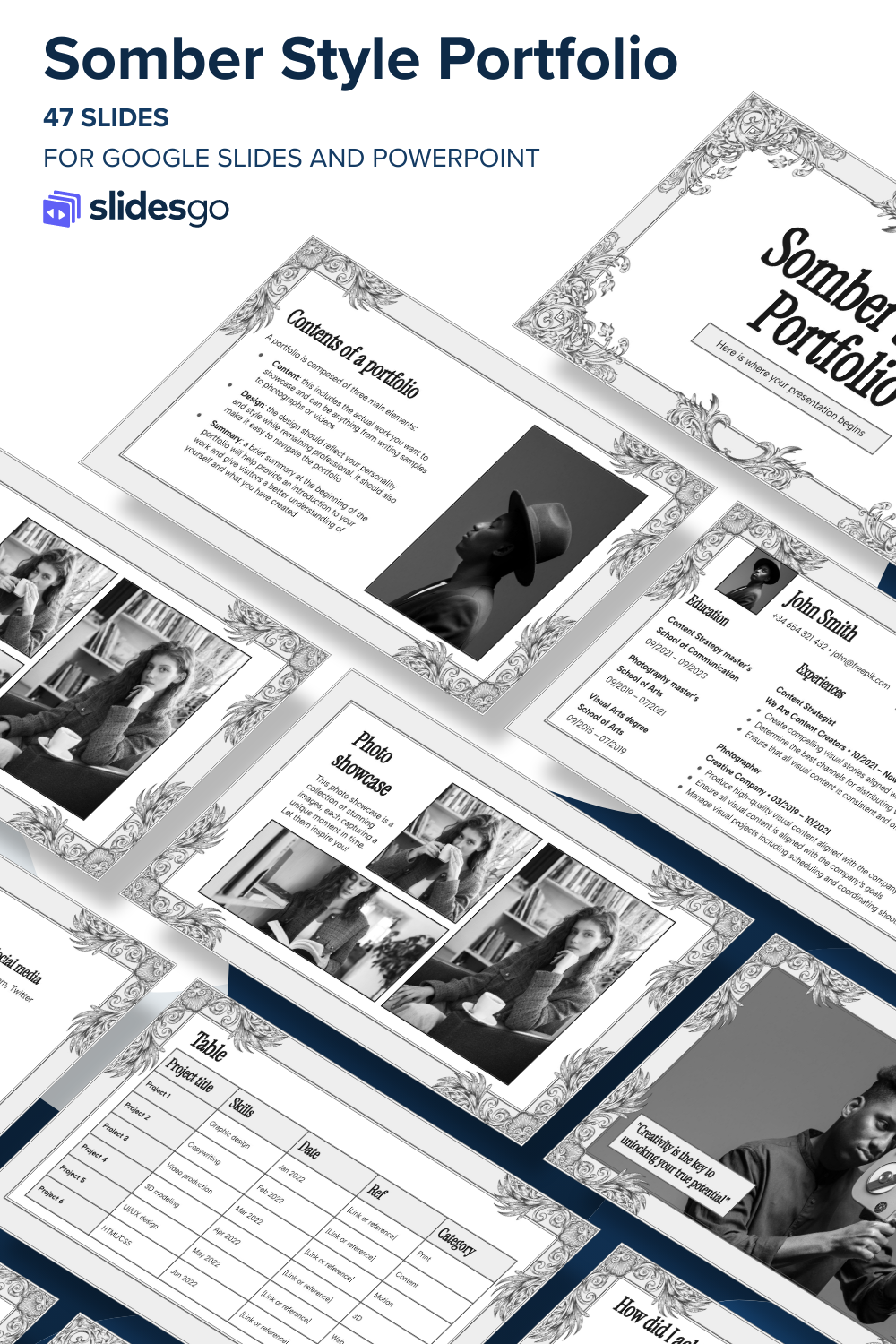 Somber Style Portfolio | Google Slides & PowerPoint